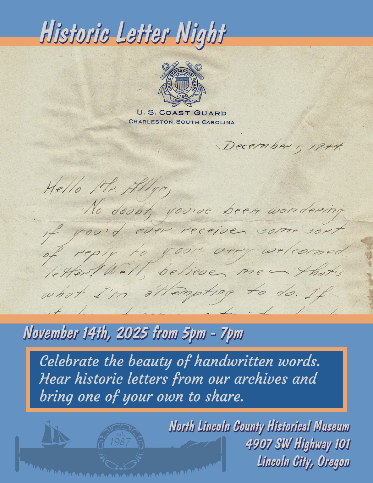 Historic Letter Night – North Lincoln County Historical Museum